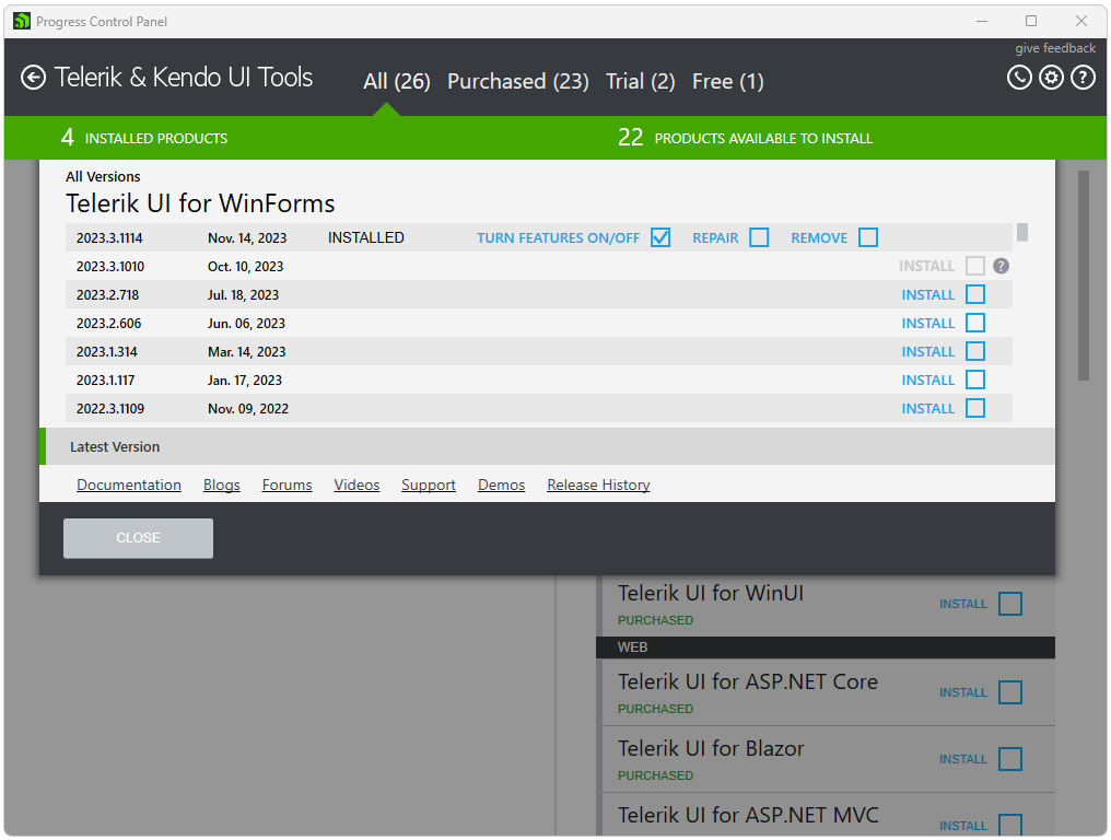 Turning Features On/Off - Telerik Control Panel - Progress Telerik Control Panel