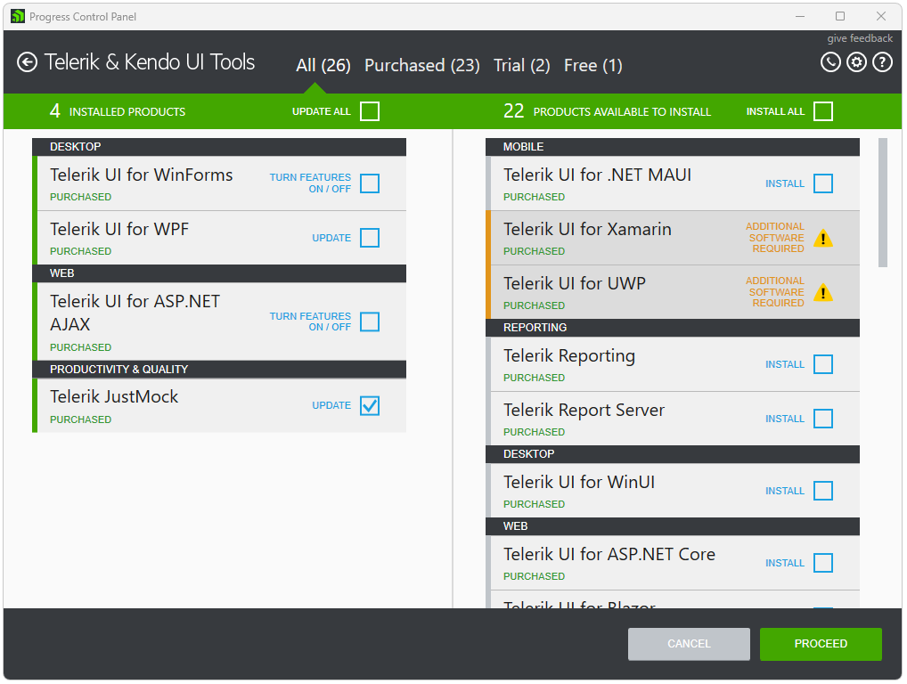 Updating Telerik Products - Telerik Control Panel - Progress Telerik Control Panel