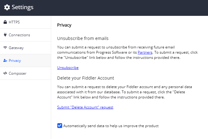 Privacy Progress Telerik Fiddler Everywhere