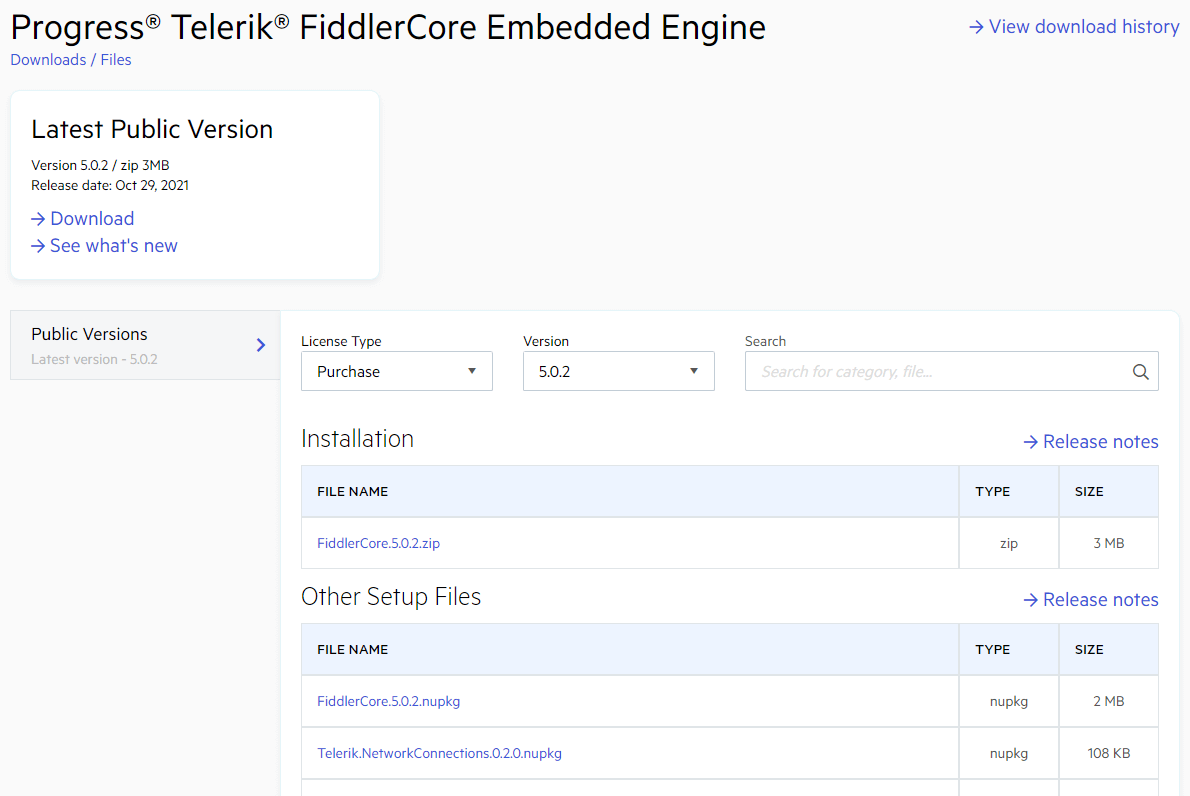 Download Product Files | FiddlerCore