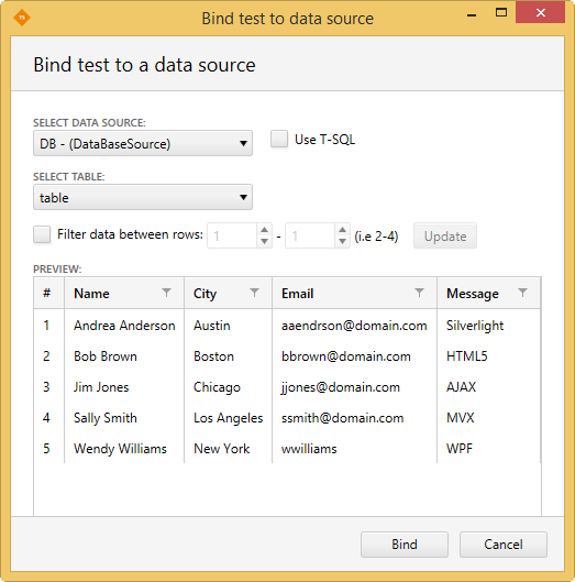 SQL Random Row Progress Test Studio
